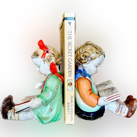Art | Vintage Boy And Girl Reading Pair Of Bookends | Poshmark